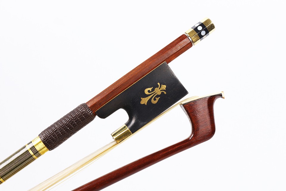 Golden Black Silk 4/4 Violin Bow Brazilwood Ebony Frog Natural Bow Hair ...