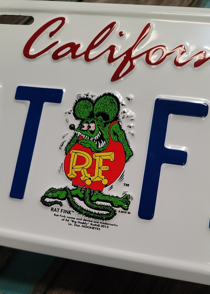 RAT FINK Embossed LICENSE PLATE ED Big Daddy ROTH Custom Auto HOT ROD ...
