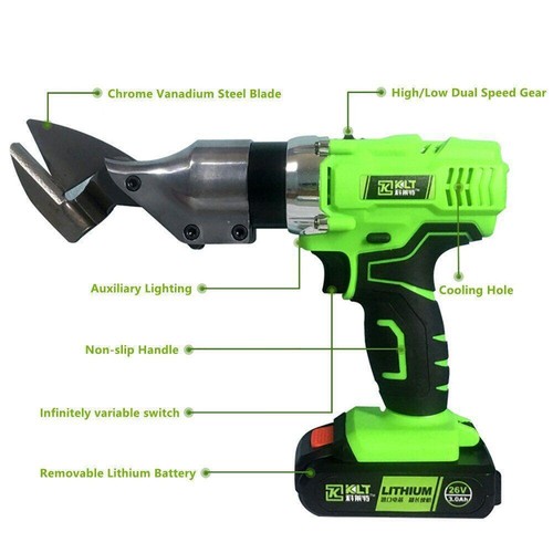 26V Portable Cordless Rechargeable Electric Scissor Metal Sheet Shear ...