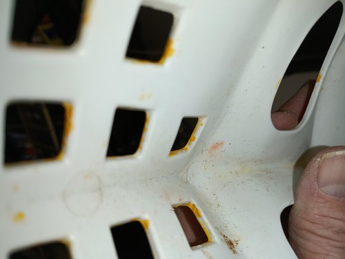 Vtg Cooper Street Hockey Red Yellow White Goalie Mask HM6 Oil Painted ...