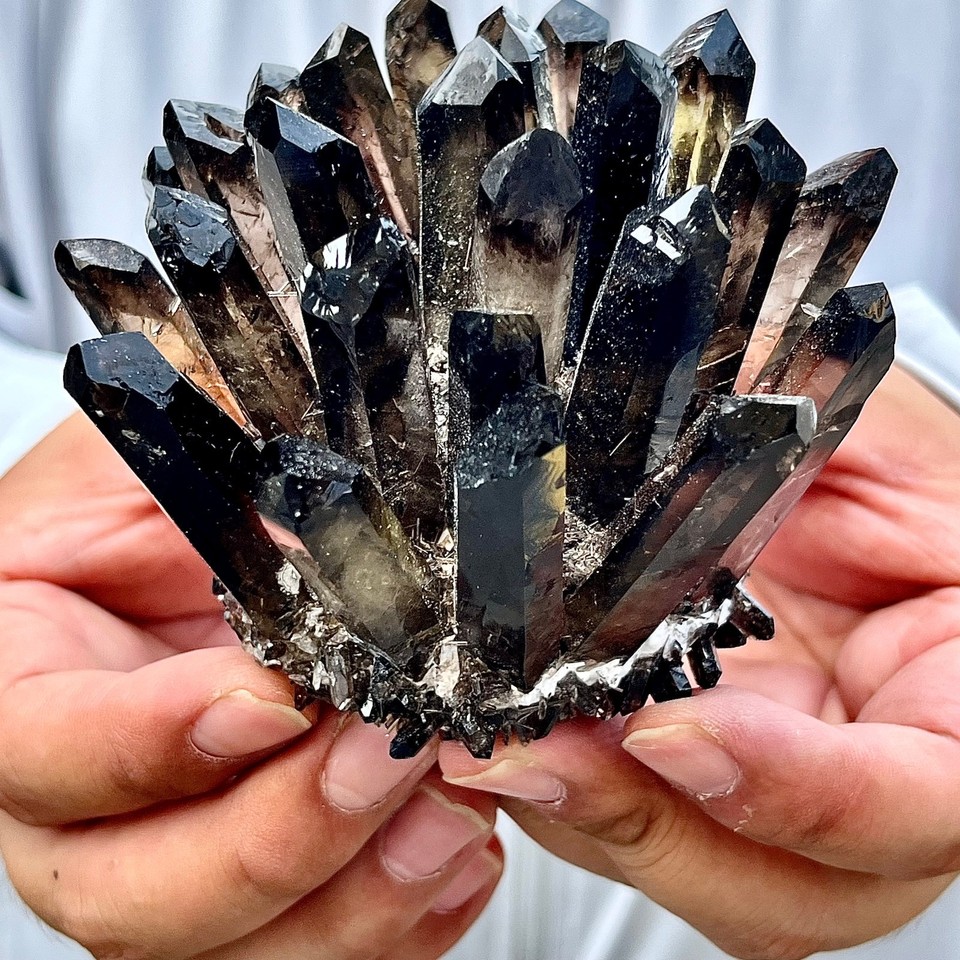 403G Black Ghost Phantom Crystal Cluster Flower Raw Crystal Heal Quartz ...