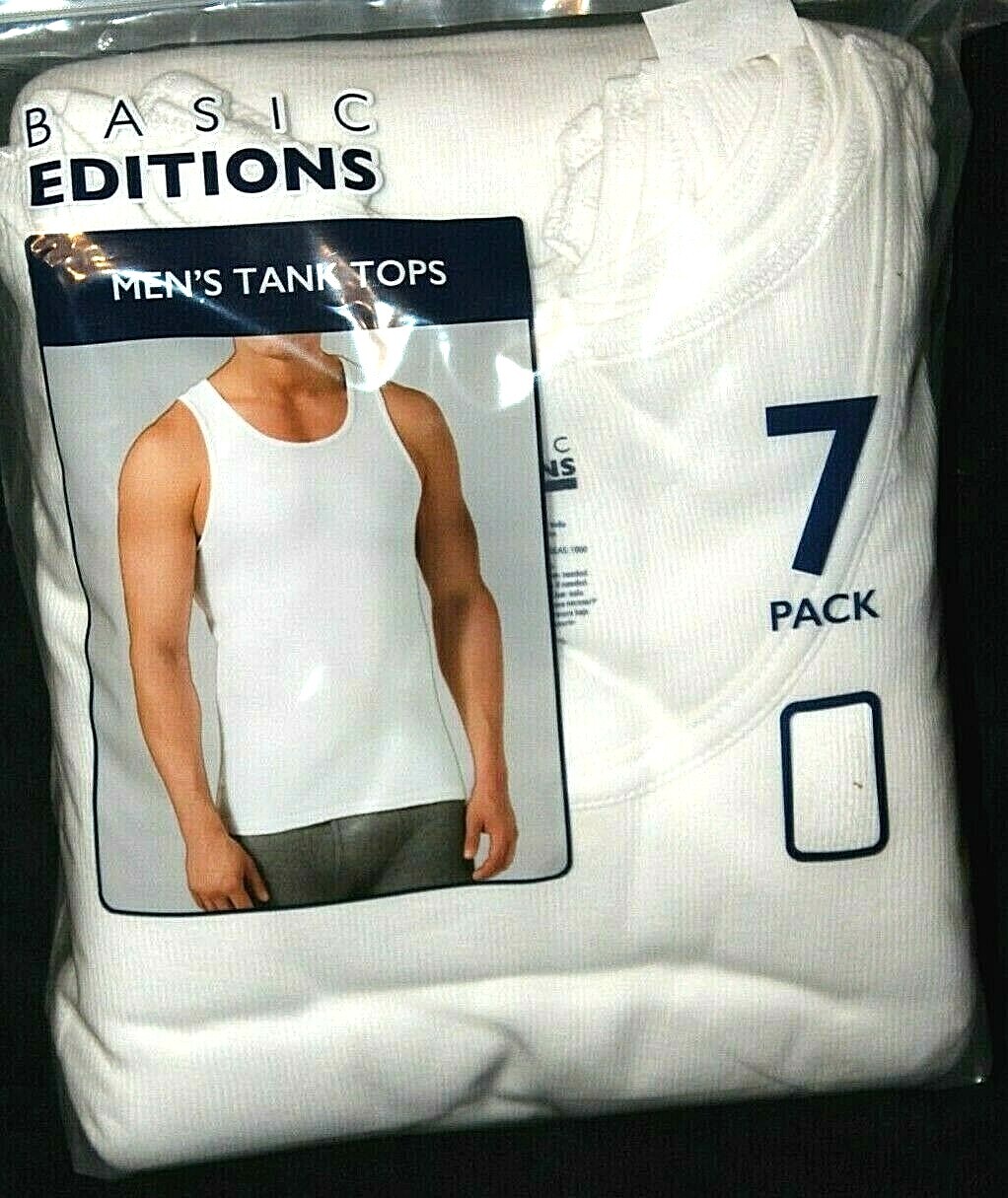 Basic Editions Men's 7-Pack White Tank Tops Sleeveless Shirt L-XL (44 ...