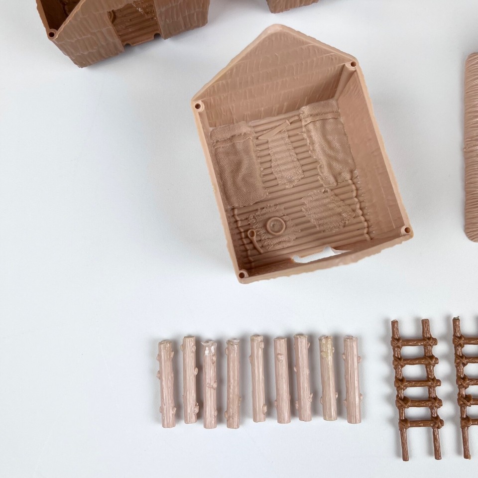 Marx Square Huts Lot Roof Legs Ladders Tan Cream (Jungle / Jungle Jim ...