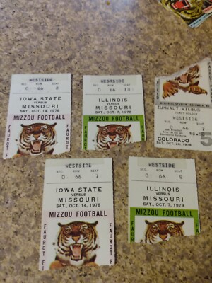 5 1978 MISSOURI TIGERS COLLEGE FOOTBALL TICKET STUB Mizzou | eBay