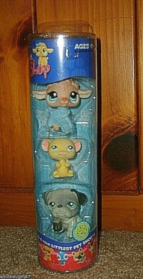 Littlest Pet Shop LPS 3 Pack Tube #446 #447 #448 Lamb, Mouse, Bulldog ...