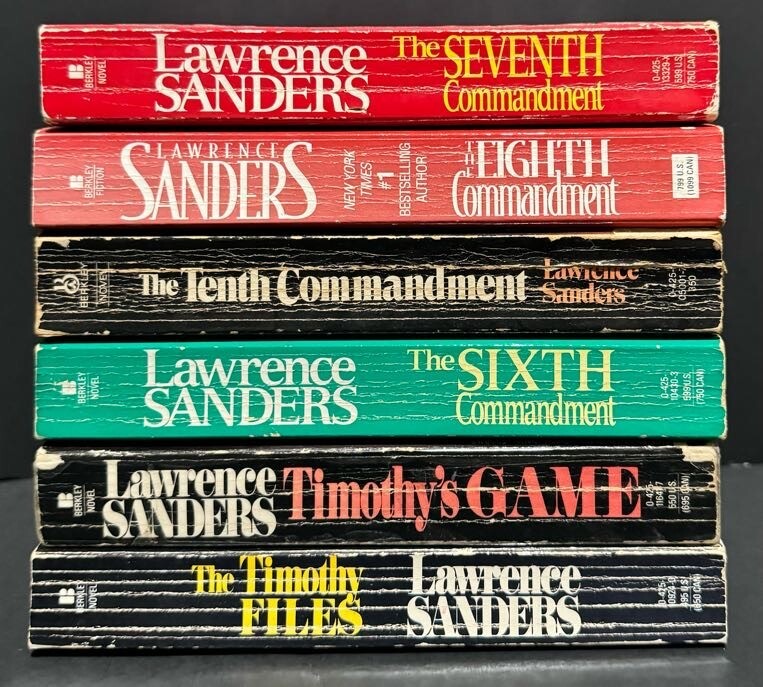 6 Lawrence Sanders Books- Two Complete Series- Commandment and Timothy ...