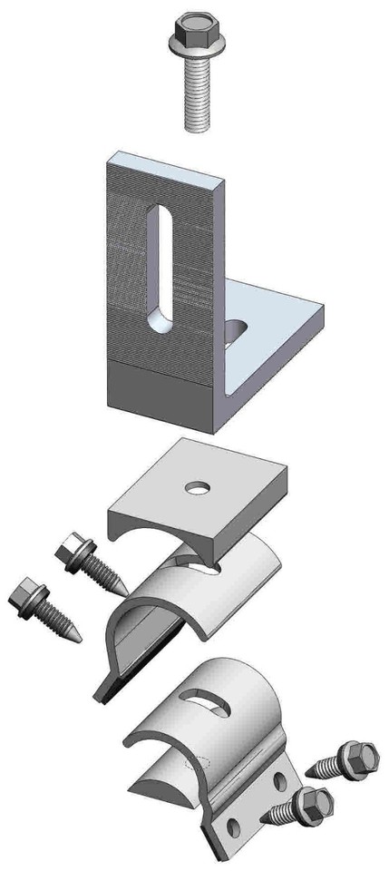 MageBracket RH or RL Trapezoidal R-Panel Metal Roof Solar Install Mount ...