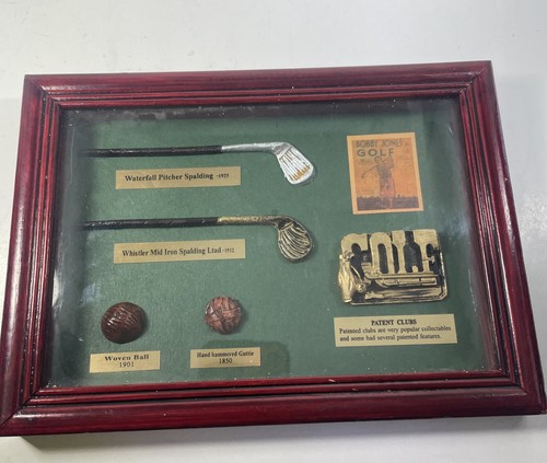 Golf Art and Memorabilia Shadow Box Frame w/Hanger Bobby Jones VERY ...