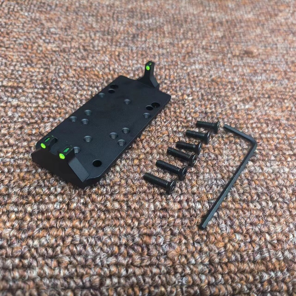 Tactical Red green optical fiber Sight Mount base for P1 G17 RMR VENOM ...