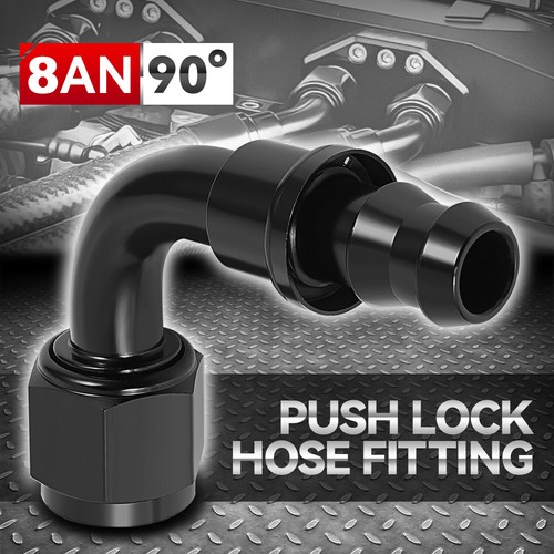 8AN to 1/2" Barb 6061-T6 90 Degree Push Lock Hose End Fitting Fuel Line ...