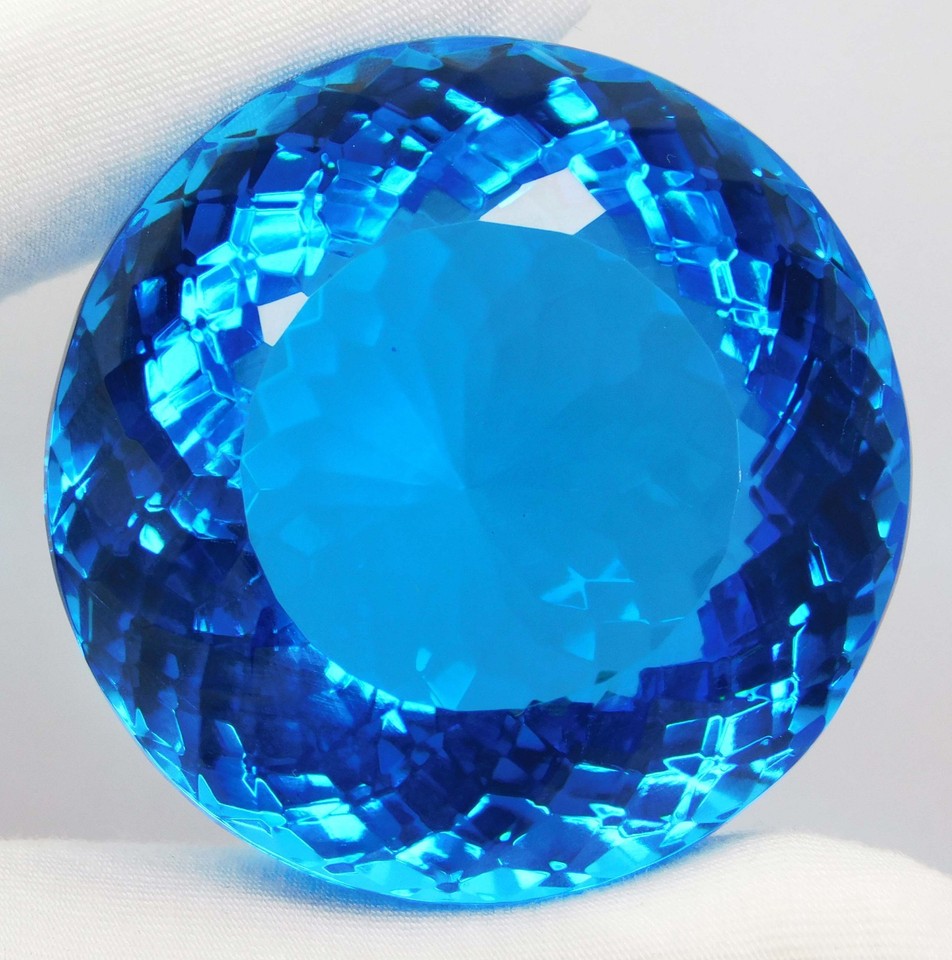Certified 332.85 Ct Natural Santa Maria Blue Aquamarine Round Cut Loose ...