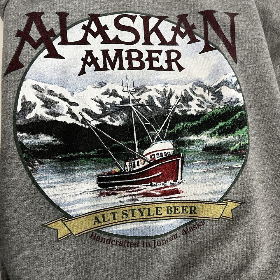 Vintage 90’s Alaskan Brewing Co Hoodie Mens 2XL Gray Alaskan Amber Boat ...