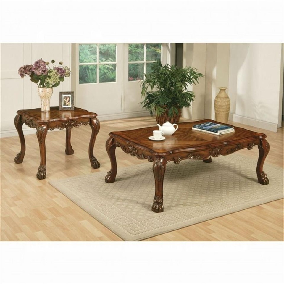 ACME Dresden Rectangular Wooden Coffee Table in Cherry Oak | eBay