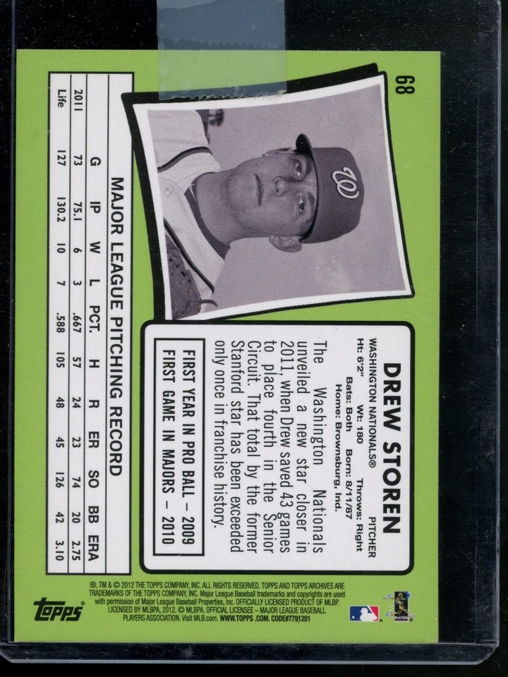 2012 Topps Drew Storen Golden Foil #68 | eBay