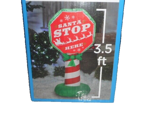 SANTA STOP HERE INFLATABLE AIR BLOWN SIGN 3.5ft Tall LED INDOOR/OUTDOOR ...