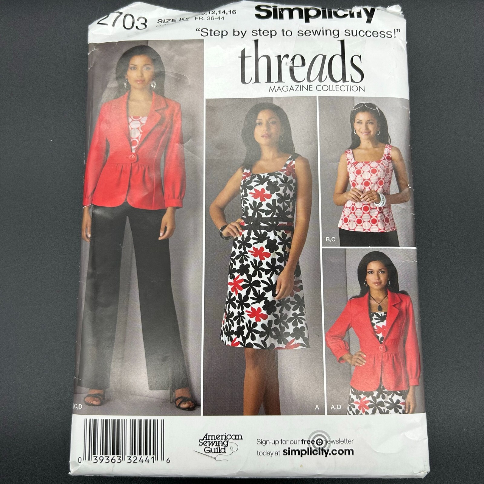 Simplicity 2703 Threads Magazine Dress Top Jacket Pants Uncut Sz 8-16 ...
