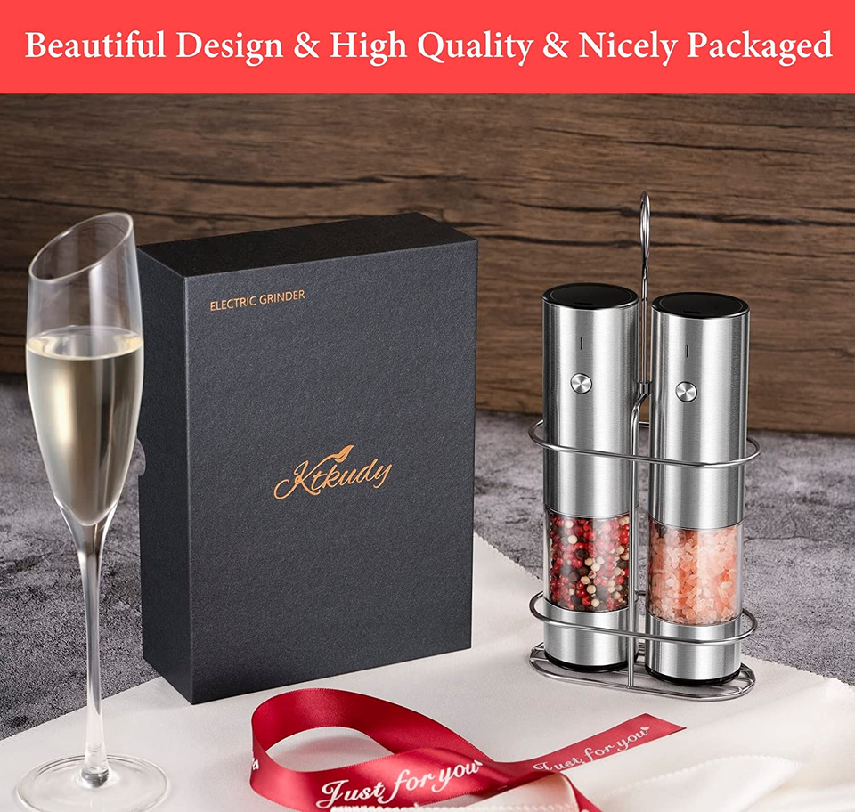 Rechargeable Electric Salt and Pepper Grinder Set with Holder - Nicely Packaged 744110679120 | eBay