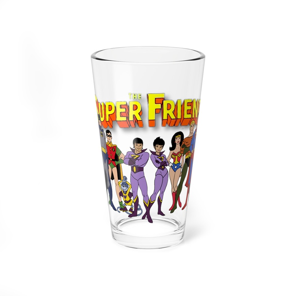 Super Friends 16oz Pint Glass - Hanna-Barbera DC Cartoon - Wonder Twins ...