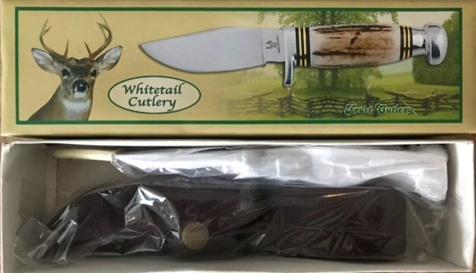 NEW! Whitetail Cutlery Stag Antler Handled Hunting Knife WT-068 Factory ...