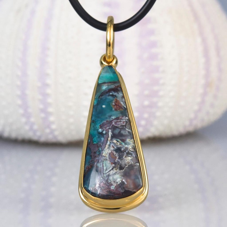 Pendant Gold Vermeil Sterling Silver Chrysocolla & Native Copper ...