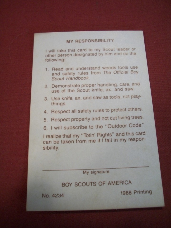 39 Vintage 1988 Boy Scouts "TOTIN CHIP" Certified Card, NOS | eBay