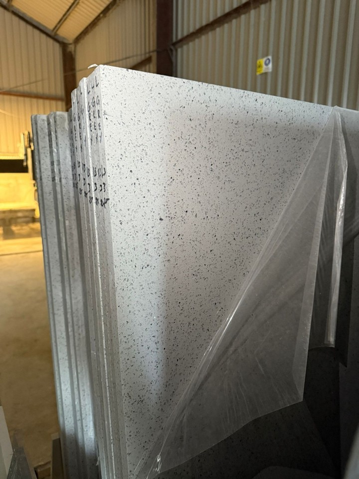 Stardust Light Grey Sparkle Quartz Kitchen Worktop Counter 3000mm x ...