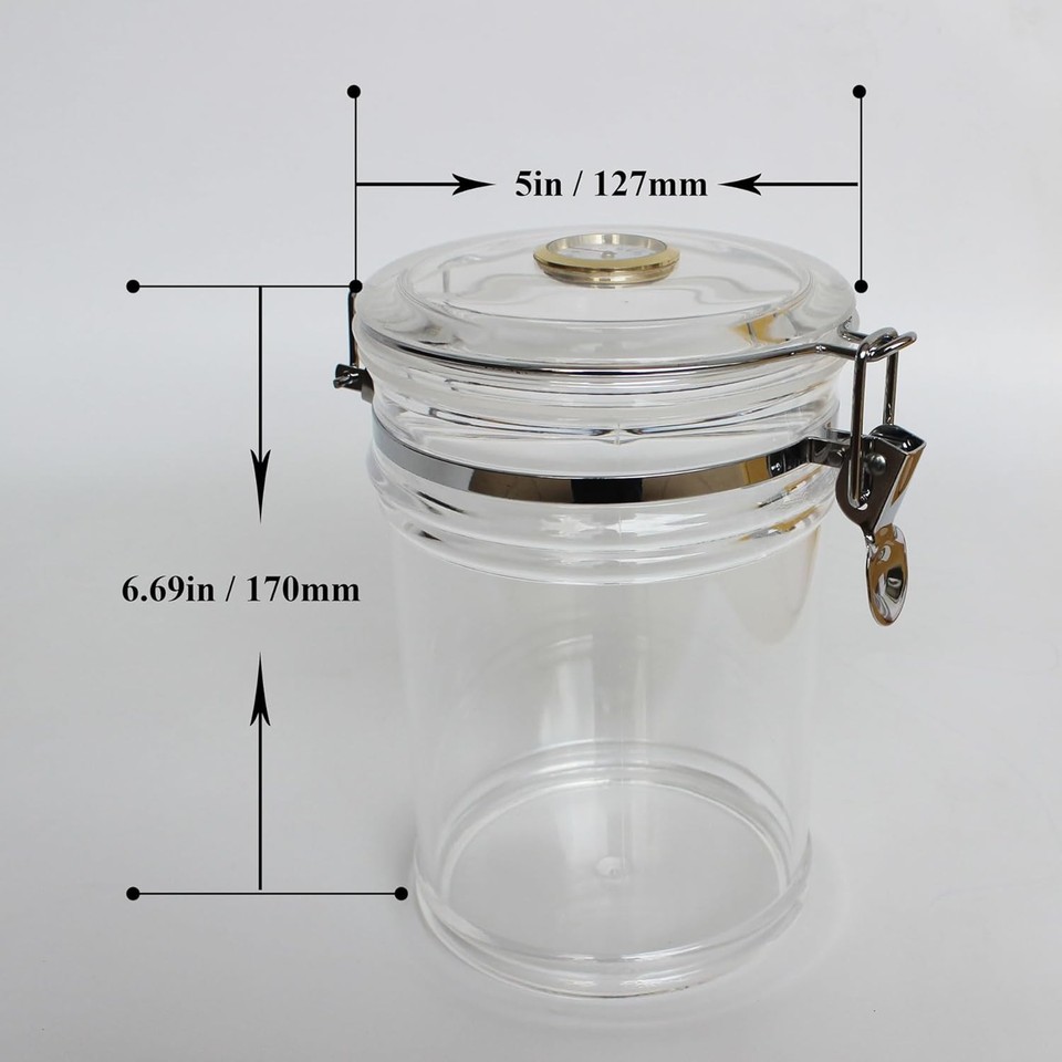 Clear Acrylic Cigar Humidor Jar with Built-in Hygrometer, Hold 18 ...