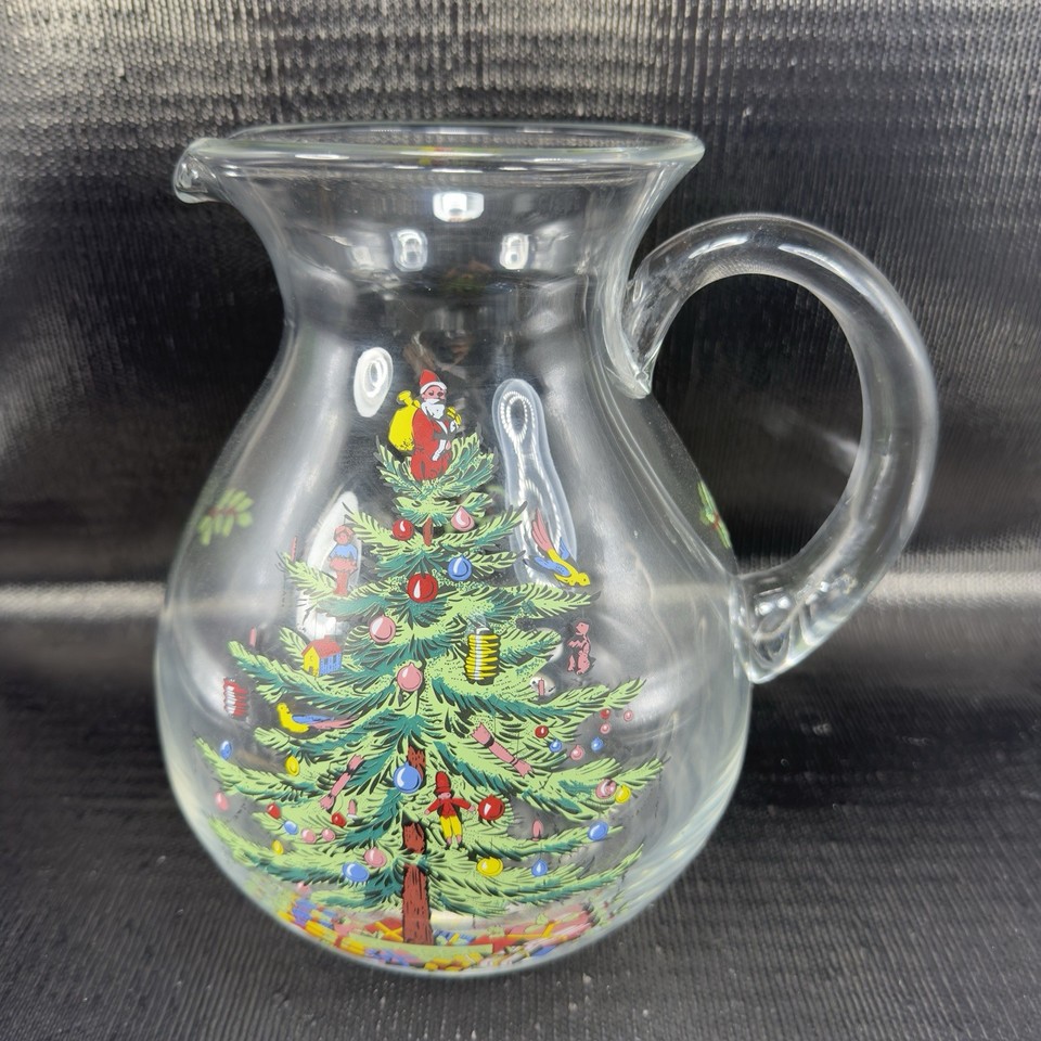 Spode Christmas Tree Glass Pitcher Jug Clear Glass 96oz Container ...