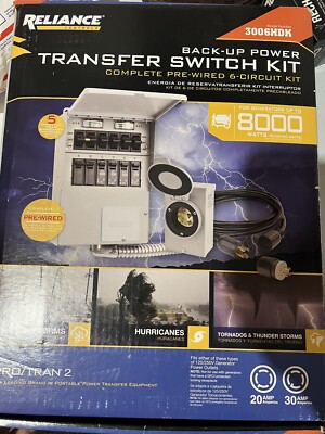 Reliance Transfer Switch 6-Circuit Kit with Generator Inlet and Cord ...