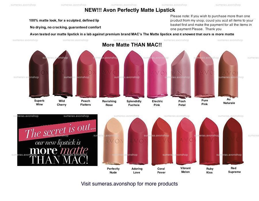 Avon Perfectly Matte Lipstick SAMPLES ~ Pick Shade ~ Free P&P ~ Gr8 For ...