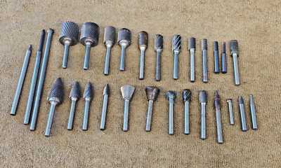 28 Burr Bur Burring Die Grinding Bit Set Flame Cylinder Tapered Cone 1/ ...