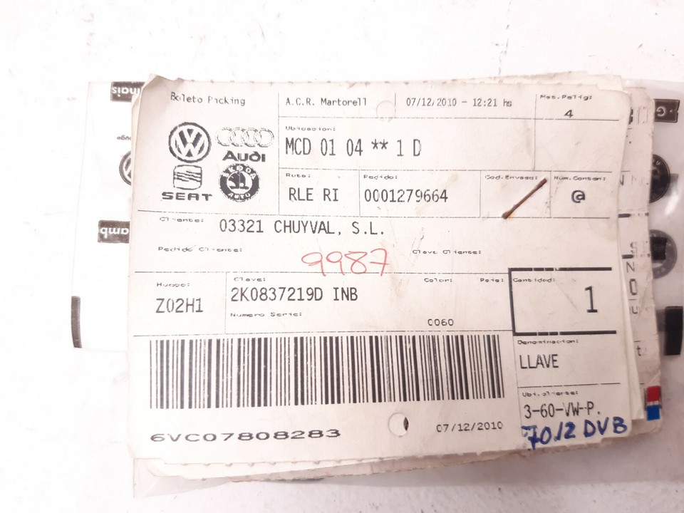 New original VW CADDY main key 2K0837219D INB | eBay UK