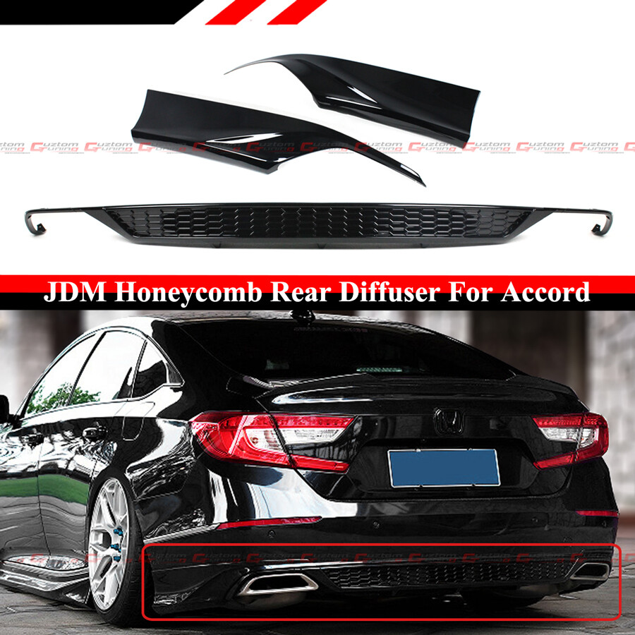 FOR 18-2022 HONDA ACCORD YOFER V1 BLACK REAR BUMPER DIFFUSER + CORNER ...