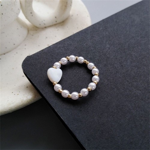 Luxury Elegant Gift Jewelry Elastic Ring Adjustable Imitation Pearl Heart Shape | eBay