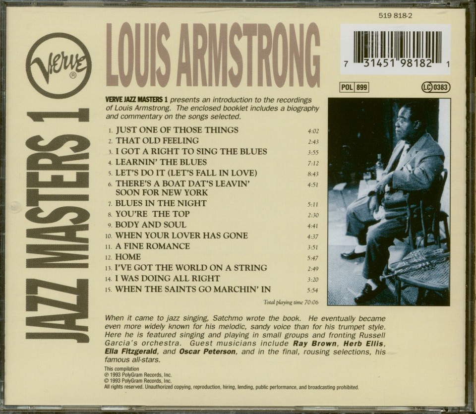 Louis Armstrong - Verve Jazz Masters 1 (CD) - Jazz 731451981821| eBay