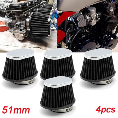 4 x 51mm Universal Motorcycle Air Filter Pod For Honda Suzuki Kawasaki ...