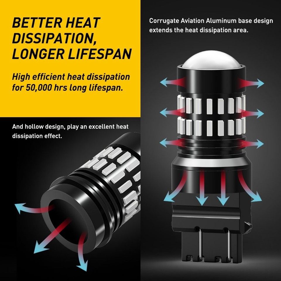 2pcs 3157 Super Bright Red Flash Strobe Blinking Bulbs LED Brake Tail ...