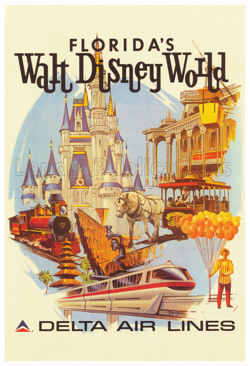 Walt Disney World - 1970's Airline Advertising Poster | eBay