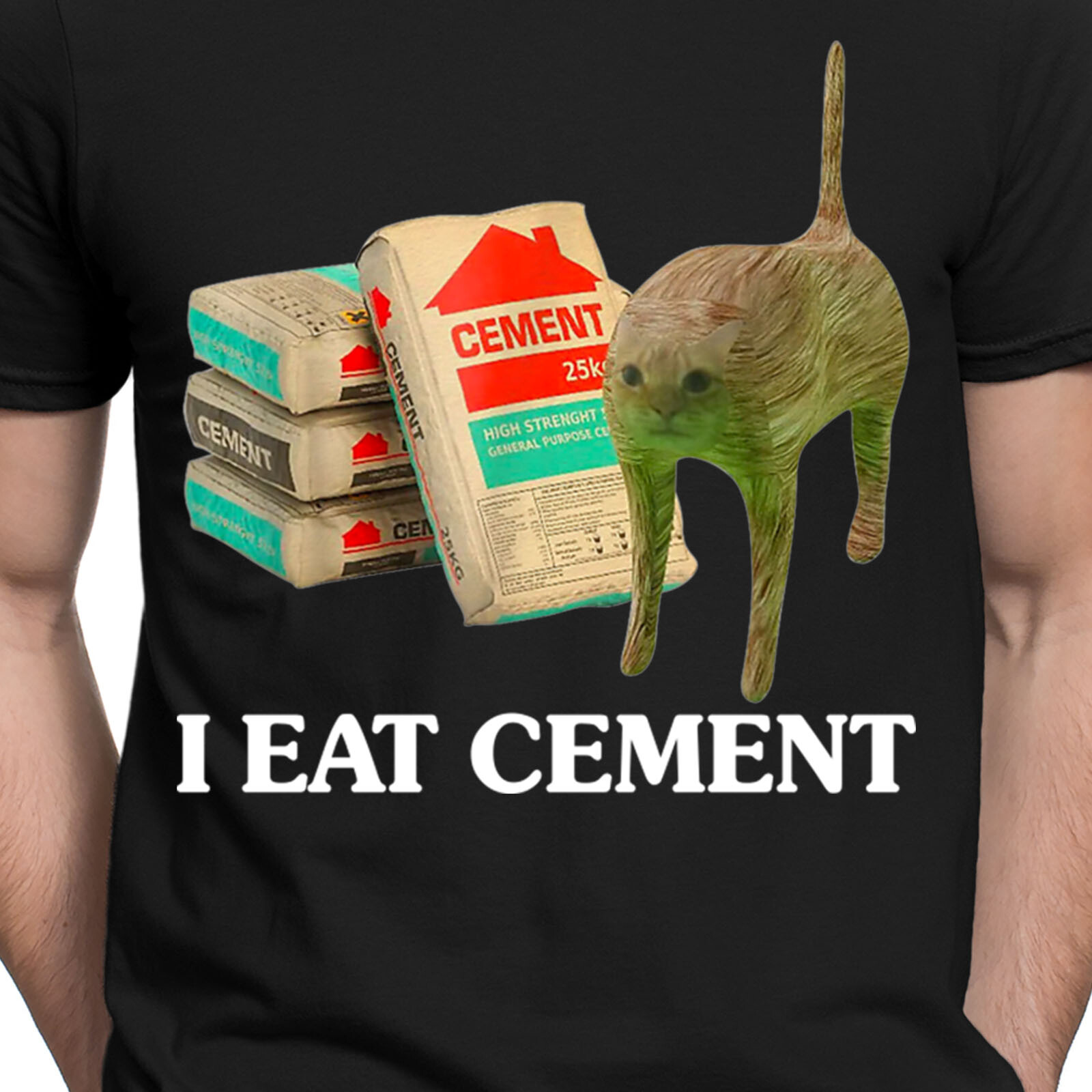 I Eat Cement Cursed Cat Funny Meme Lovers Gift Joke Mens Womens T ...