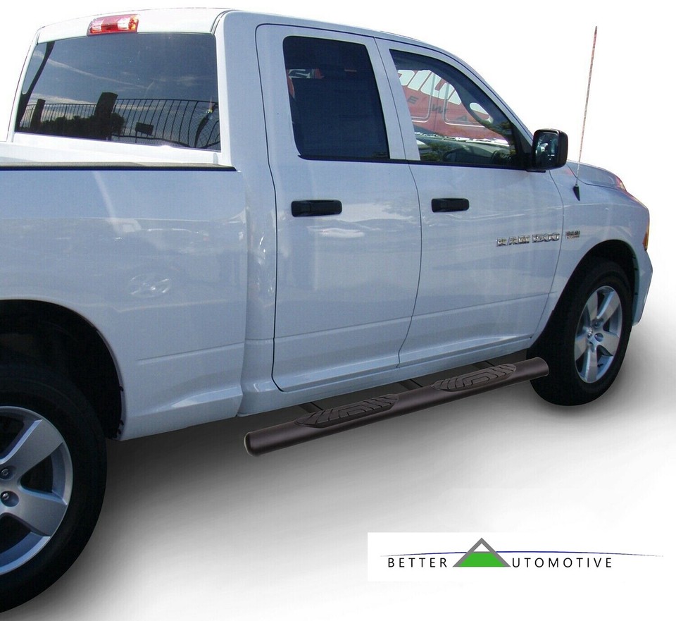 4" Texture Black Side Step Rails for 2009-2018 Dodge Ram 1500 Quad Cab ...