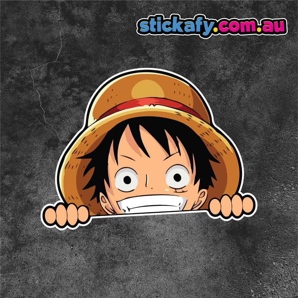 Luffy Peeking Sticker Funny Laptop Car Window Bumper 4x4 ute JDM Decal ...