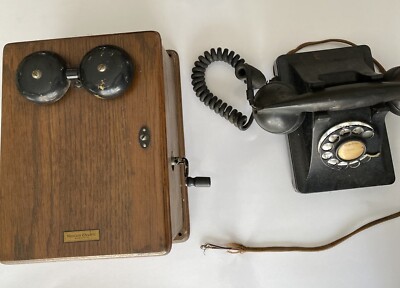 Vintage Western Electric Telephone with Wood Oak Hand Crank Telephone ...