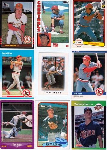 Huge 25 TOMMY HERR different card lot 1982 -2006 Cardinals Twins ...