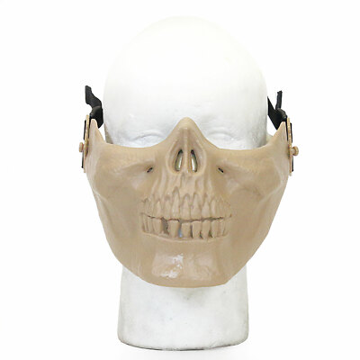 Airsoft Mask Half Face Tan Skull Jaw Tactical Protective Halloween ...