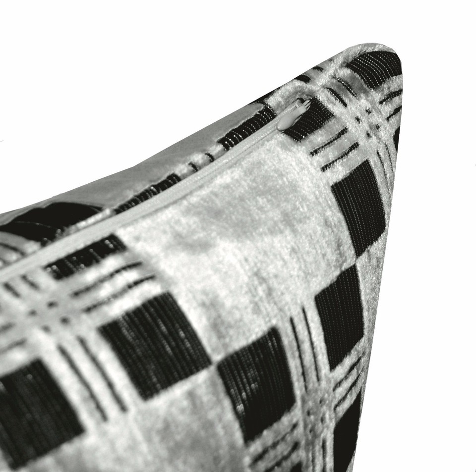 mq08a Silver Metallic Ash Grey Black Checker Shimmer Velvet Style ...
