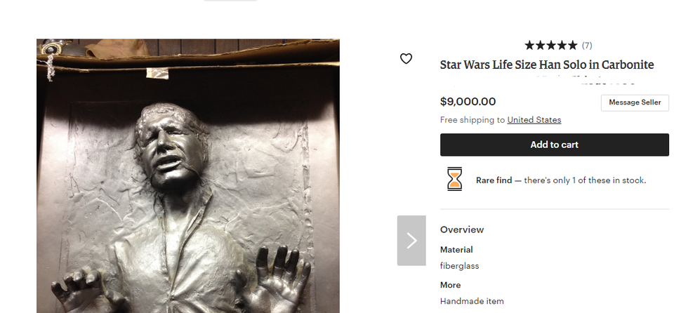 LIFE FULL SIZE head HAN SOLO IN CARBONITE PROP STAR WARS 1:1 | eBay