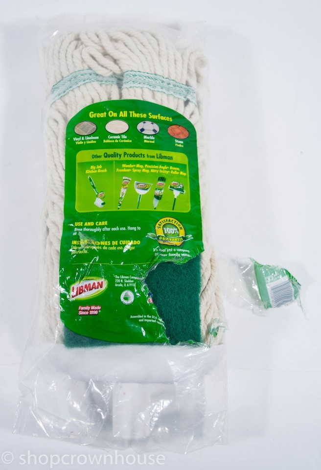 1 Libman Jumbo Cotton Wet Mop - Scrubber Pad Looped Ends Added ...