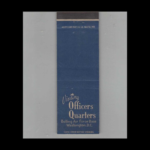 Matchbook Cover Bolling Air Force Base Visiting Officers Quarters | eBay