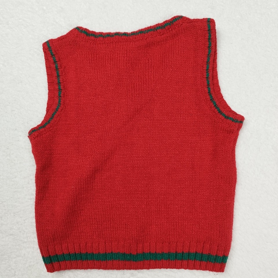Child 12 month/1 Year Red V-Neck Sweater Vest Boys Red Embroidered ...