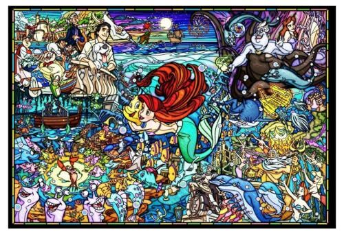 Disney The Little Mermaid Story Stained Glass 1000Piece Puzzle Tenyo DP ...